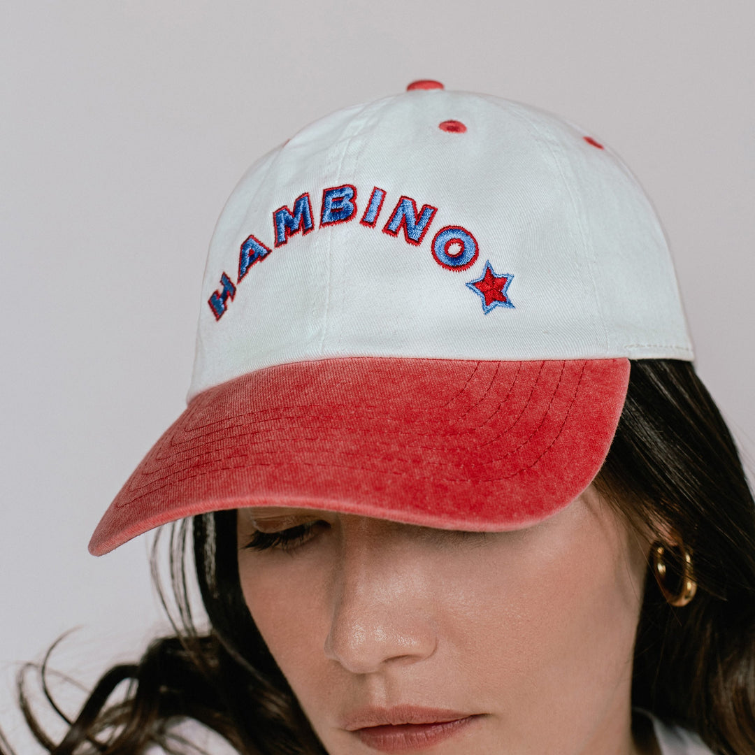 Classic Two Tone Dad Cap - Red & White - Hambino Athletics